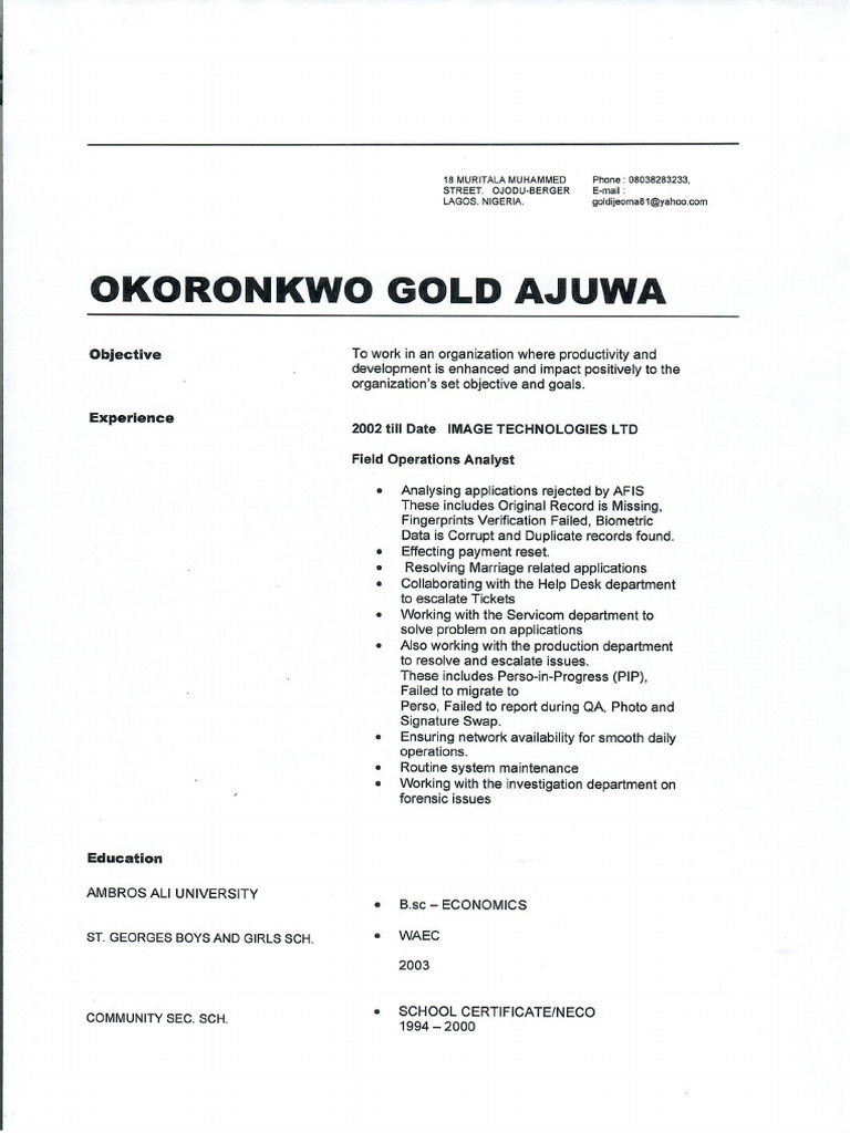 Gold - CV | PDF