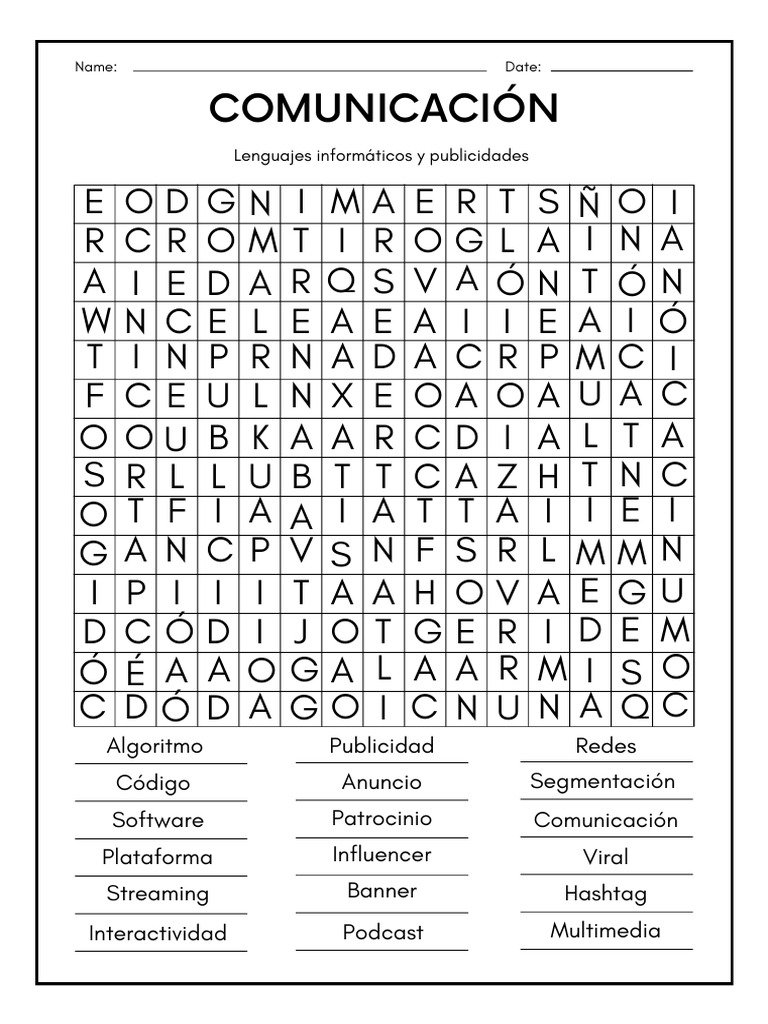 Sopa de Letras Comunicación Lenguaje 3er Trimestre | PDF