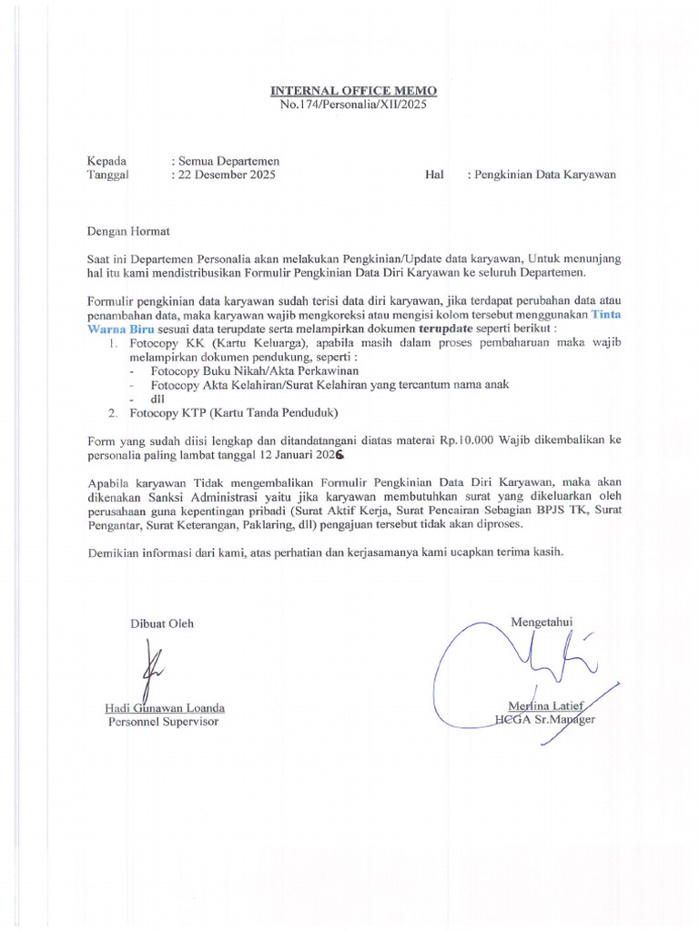 IOM & Contoh Pengisian | PDF