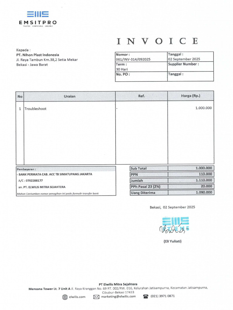 Invoice PT Nihon Plast - Troubleshoot | PDF