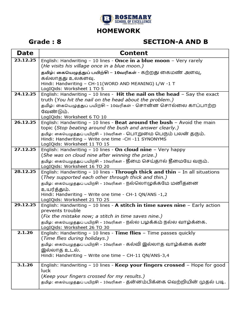 Grade 8_holiday Assignment | PDF