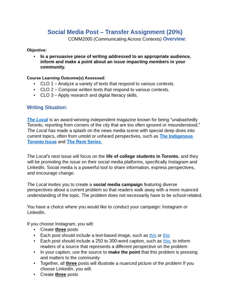 Social Media Campaign Assignment Guide | PDF | Procedural Knowledge ...