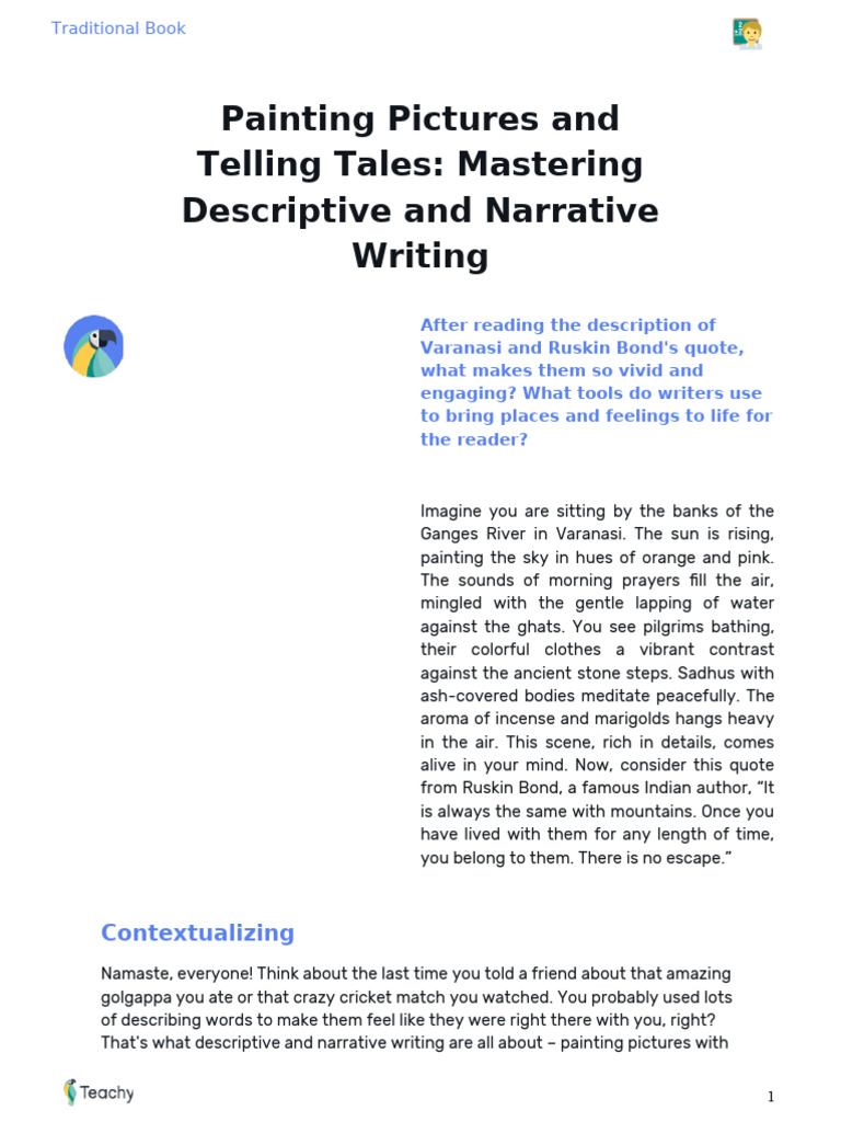 Descriptive and Narrative Writing Fundamentals for 7th Graders | PDF ...