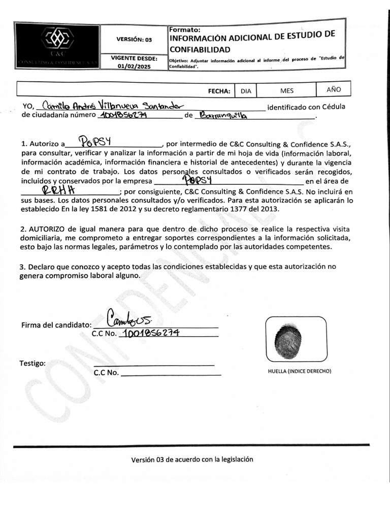 Formato Consentimiento Informado Cyc | PDF