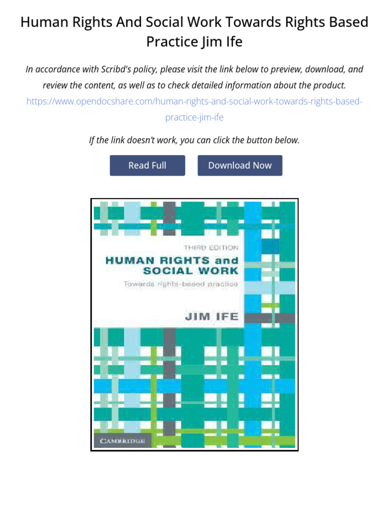Human Rights and Social Work Towards Rights Based Practice Jim Ife ...