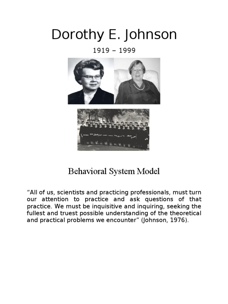 Dorothy Johnson Behavioral System Model | PDF | System | Behavior