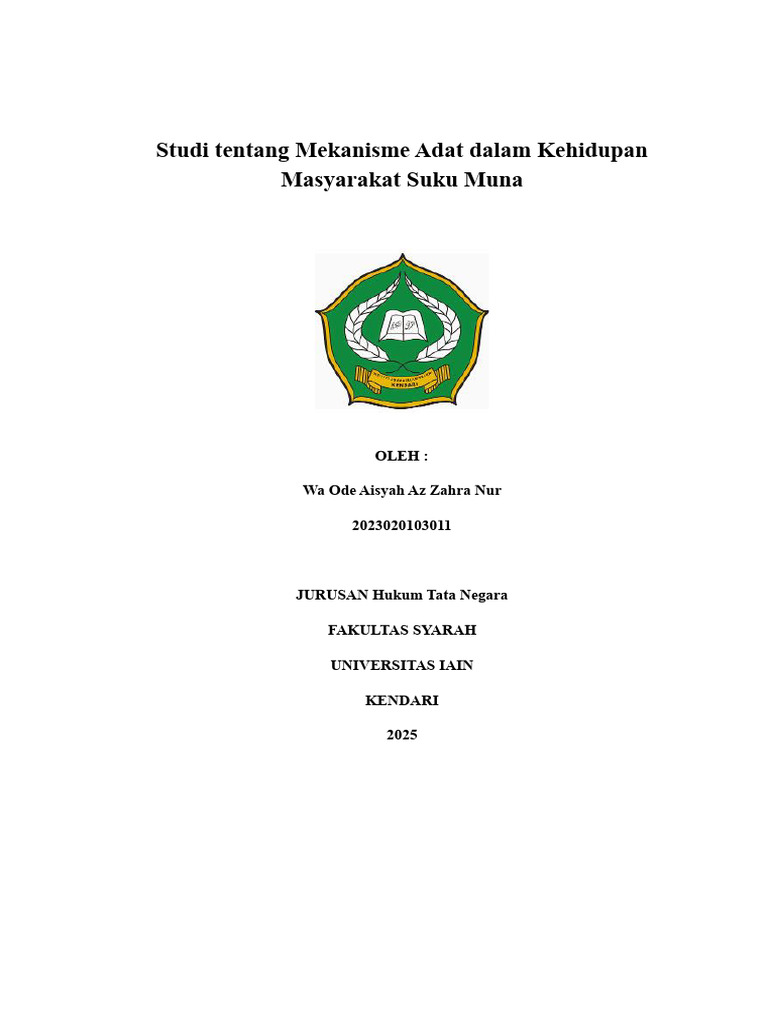 Mekanisme Adat Suku Muna: Nilai dan Tantangan | PDF