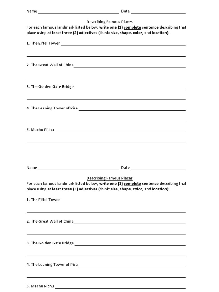 Descriptions of Famous Landmarks | PDF | History