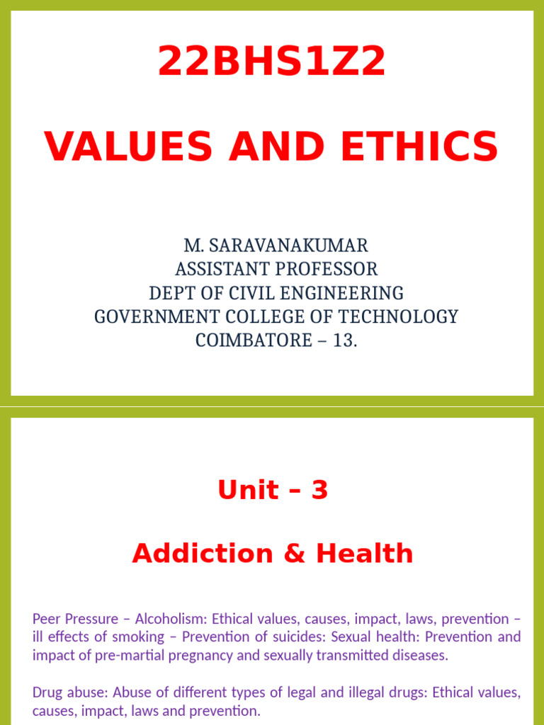 Values & Ethics Unit 3 Notes | PDF