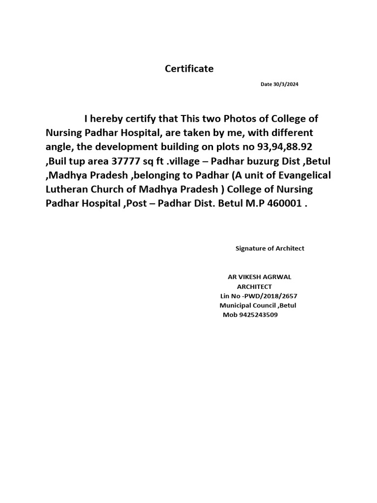 Certificate of Nursing College Photos | PDF