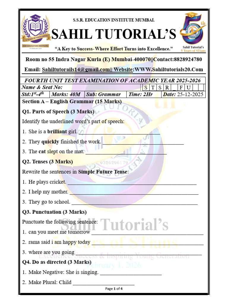 1-4 Grammar Mix | PDF