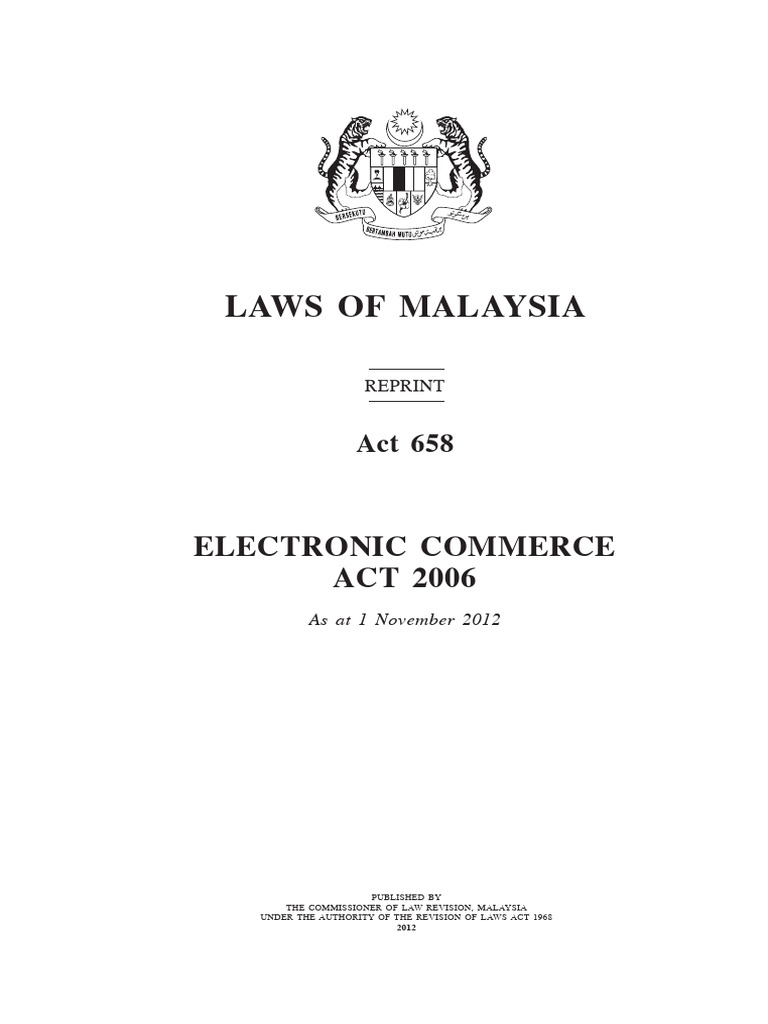 Electronic Commerce Act 2006 | PDF | Receipt | Information