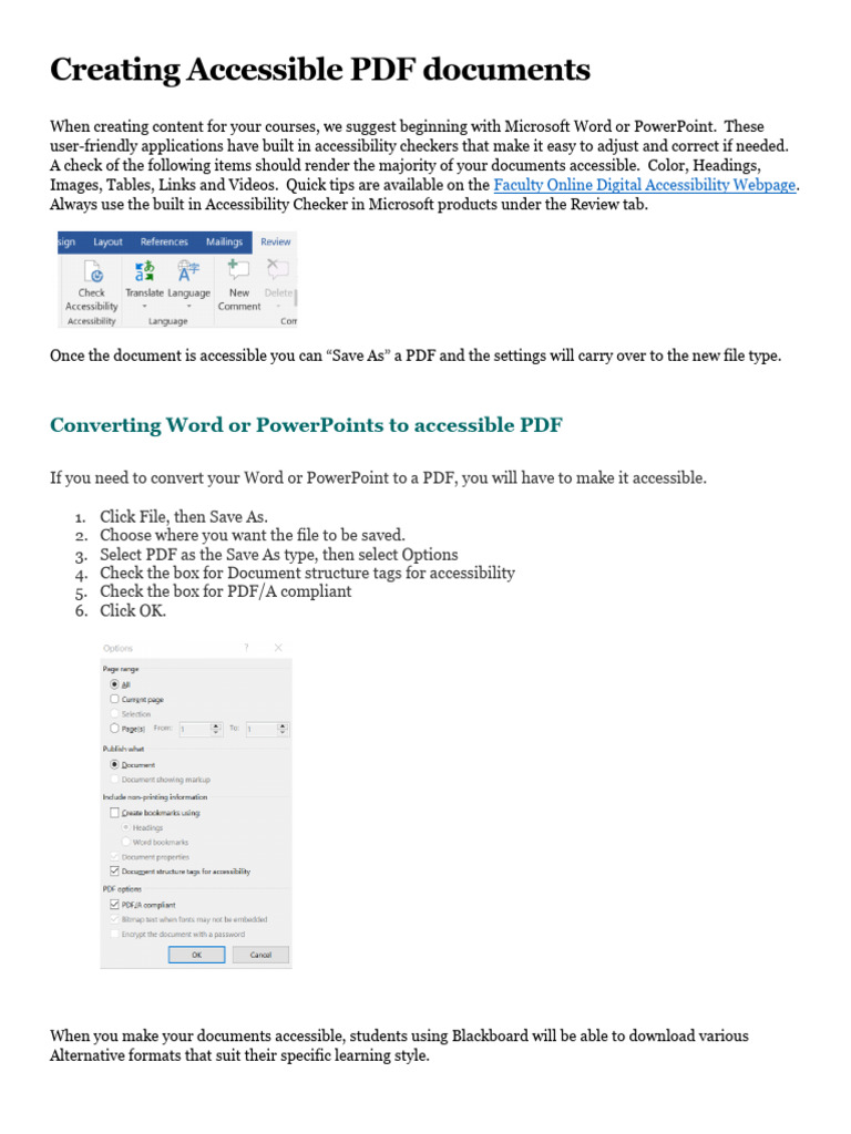 Creating Accessible PDFs from Word | PDF