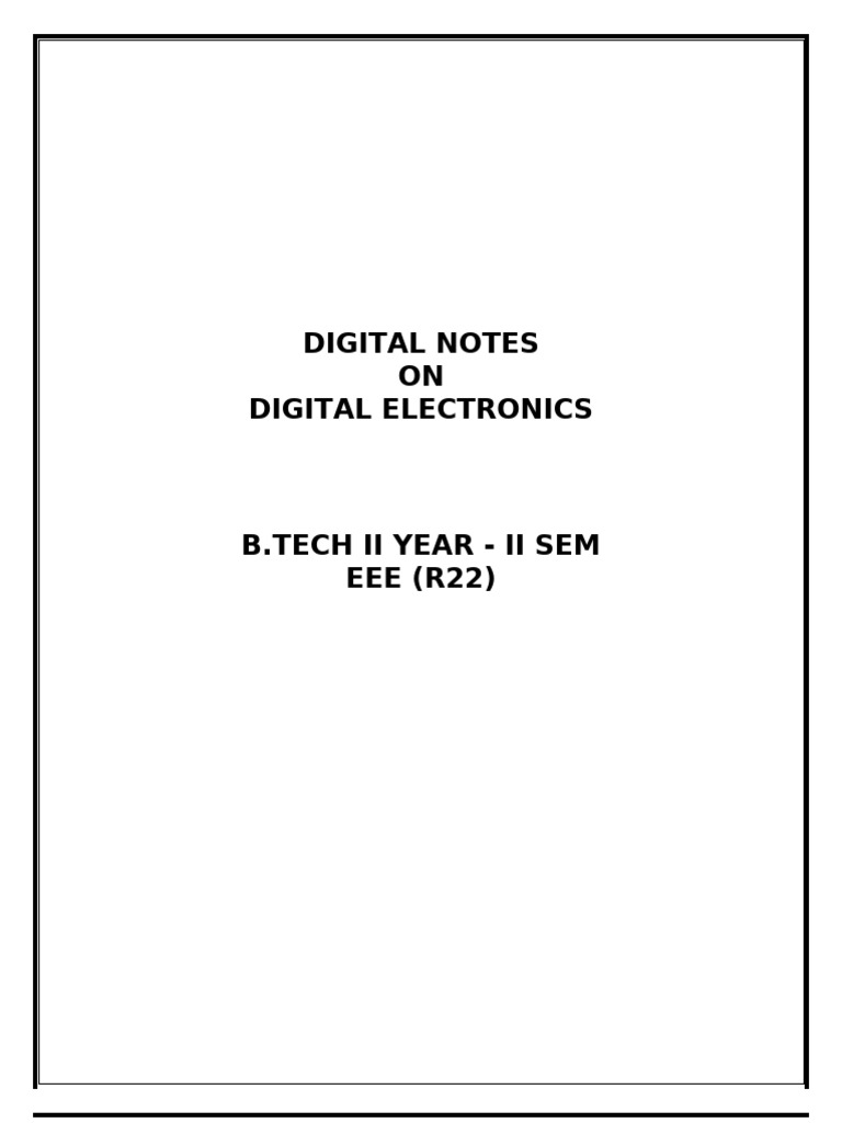 De Notes R22 | PDF | Subtraction | Digital Electronics