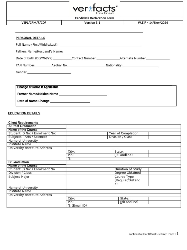Candidate Declaration Form Qci | PDF