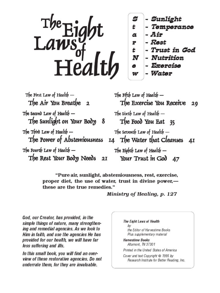 Eight Laws of Health | PDF
