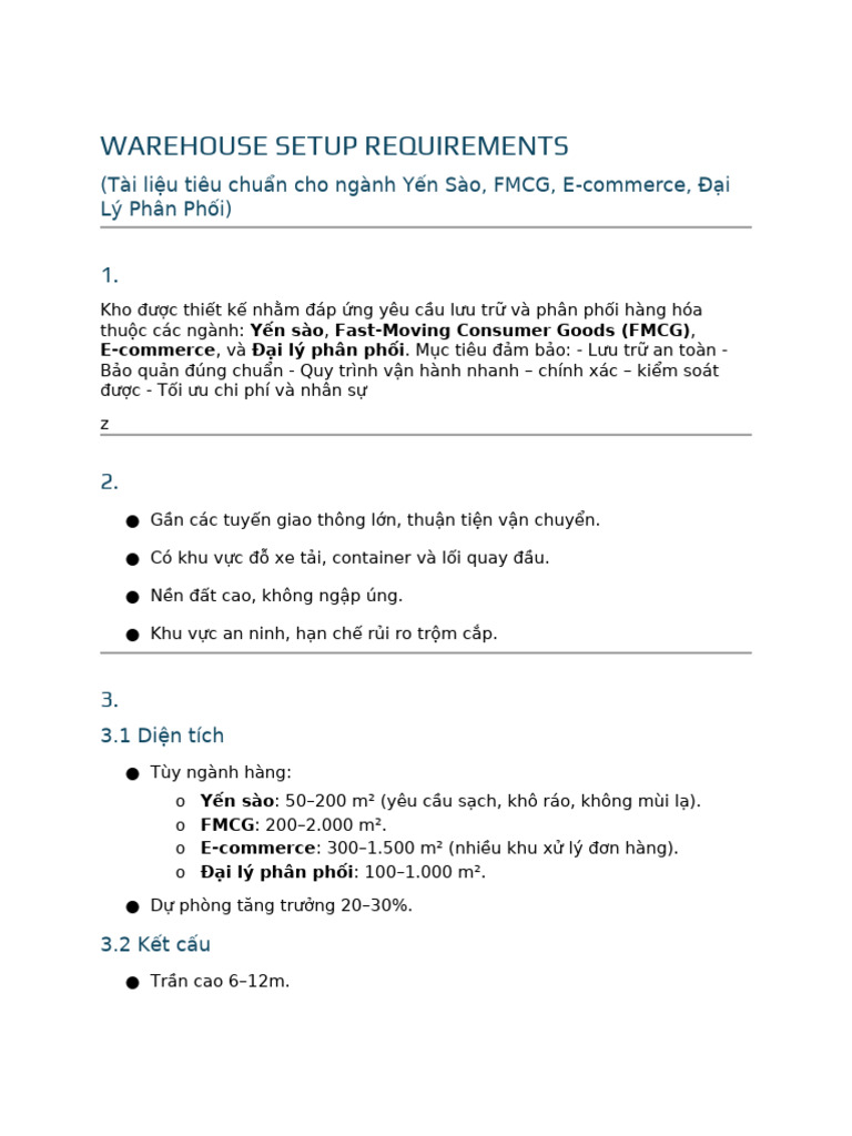 Warehouse Setup Requirements | PDF