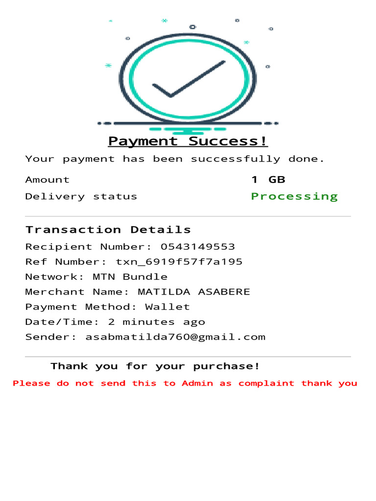 Payment Confirmation for MTN Bundle | PDF