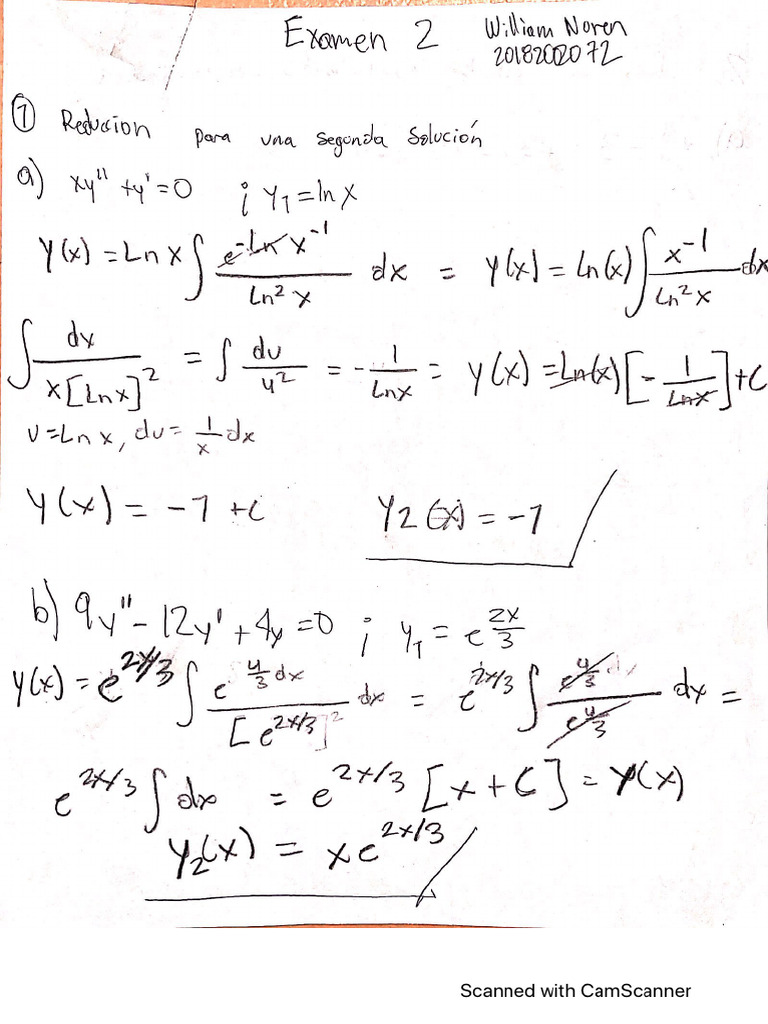 Examen 2 Ecuaciones Diferenciales Willia | PDF