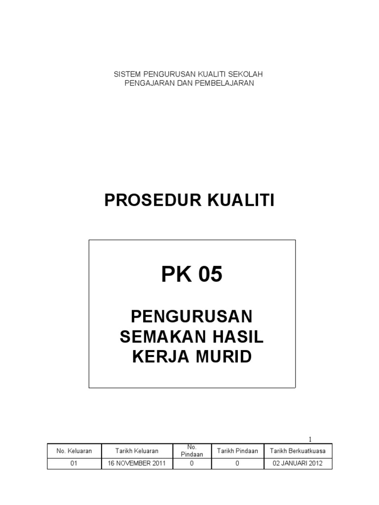 PK 05 Semakan Hasil Kerja Murid | PDF