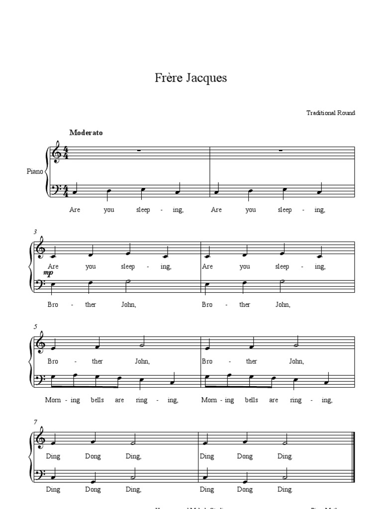Frere Jacque Piano Solo | PDF