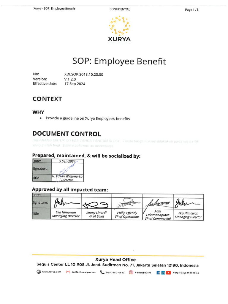 SOP Employee Benefit | PDF