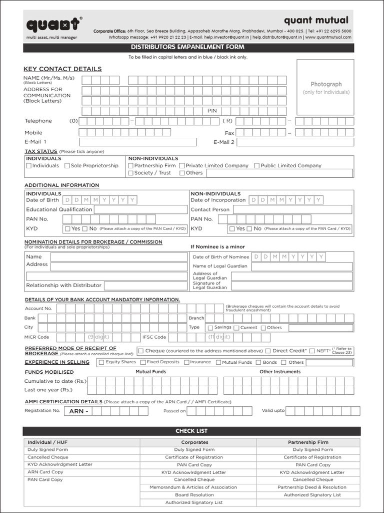 Distributor Empanelment Form Guide | PDF | Indemnity | Cheque