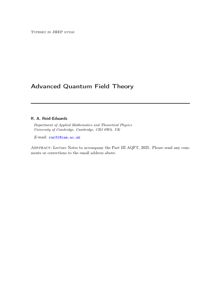 Advanced Quantum Field Theory Notes | PDF | Quantum Field Theory ...