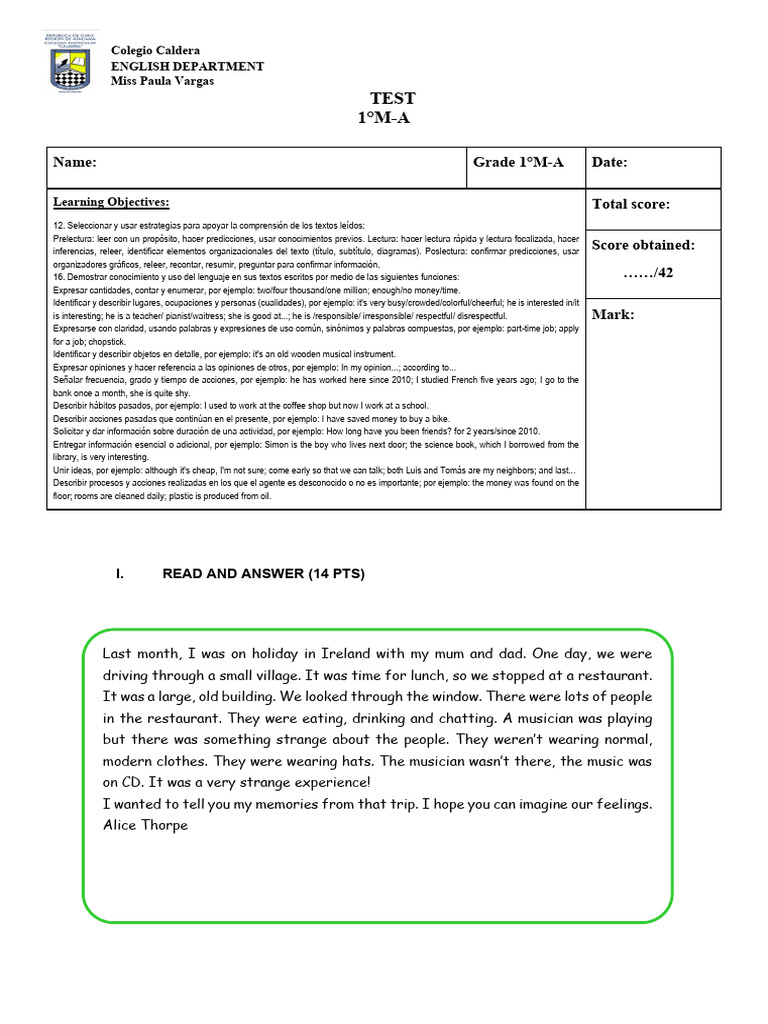 1ma Presente Perfecto | PDF