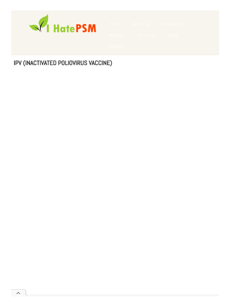 6.Ipv (Inactivated Poliovirus Vaccine) | PDF | Vaccines | Medical ...