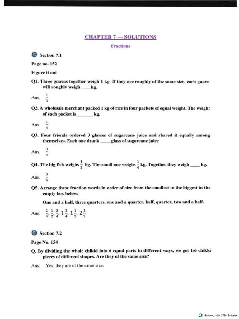 Class 6 Fraction | PDF