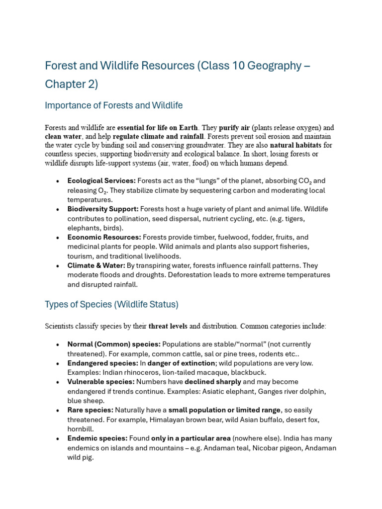 Geography Chapter 2 Class 10 | PDF | Forests | Deforestation