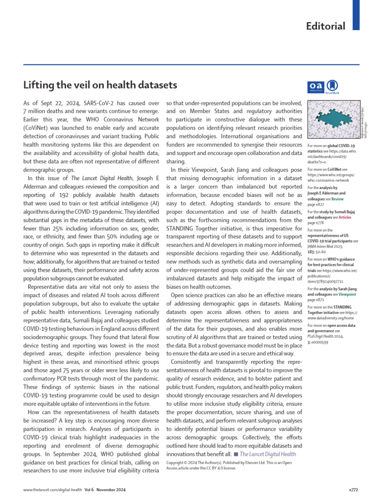 Lifting the Veil on Health Datasets 2024 the Lancet Digital Health ...