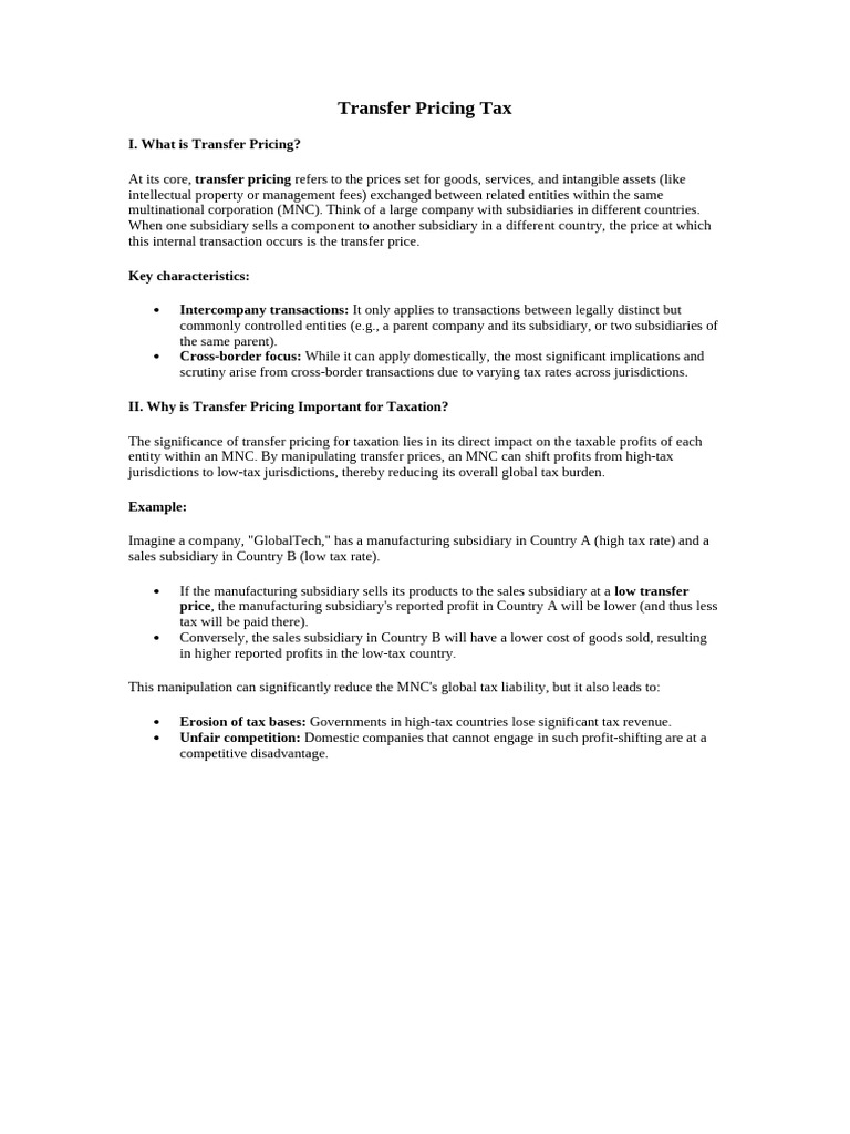 Understanding Transfer Pricing Tax Implications | PDF