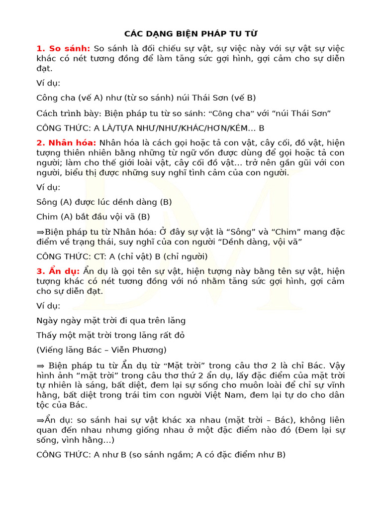 Các Dạng Biện Pháp Tu Từ | PDF