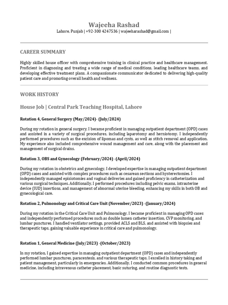 Dr. Wajeeha Rashad Resume | PDF