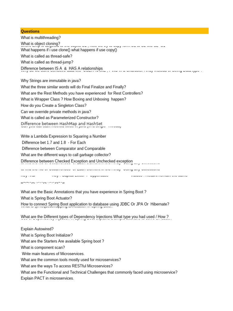 Questions _Technologywise (1) (1) | PDF | Thread (Computing) | String ...