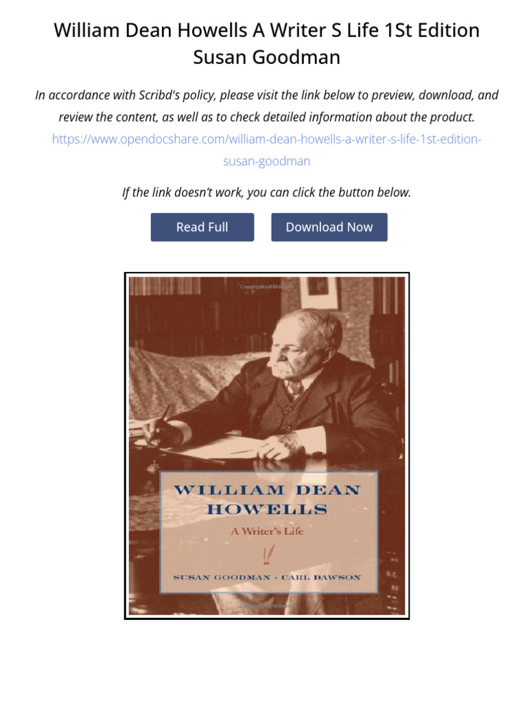William Dean Howells A Writer s Life 1st Edition Susan Goodman Full ...