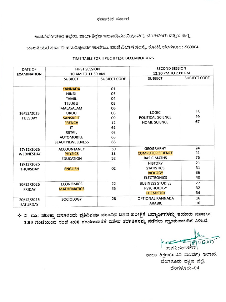 2nd Year Quarterly -2 Timetable | PDF