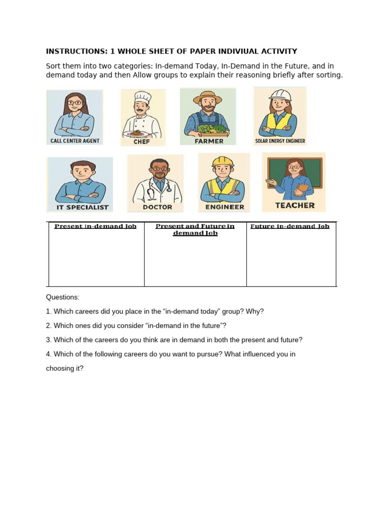 Individual Activity Life Skills | PDF