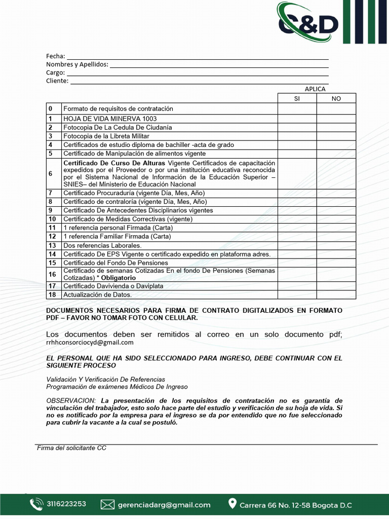 002 Requisitos de Contratación | PDF