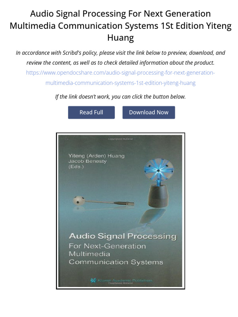 Audio Signal Processing for Next Generation Multimedia Communication ...
