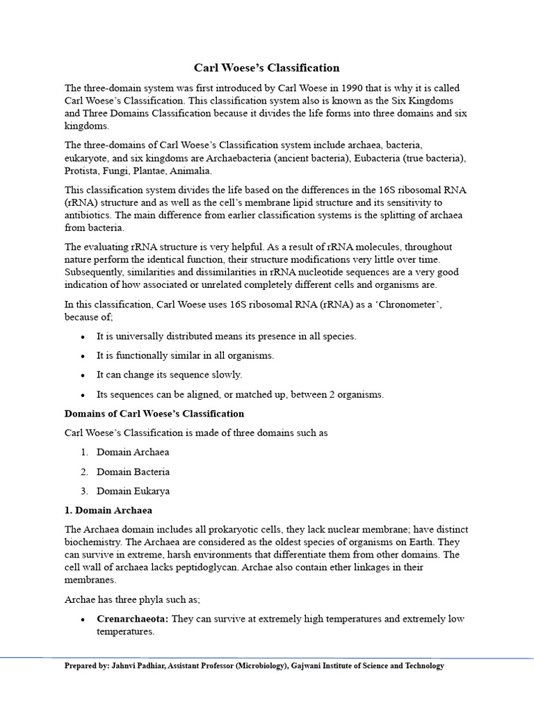 Carl Woese's Three-Domain Classification | PDF | Archaea | Bacteria