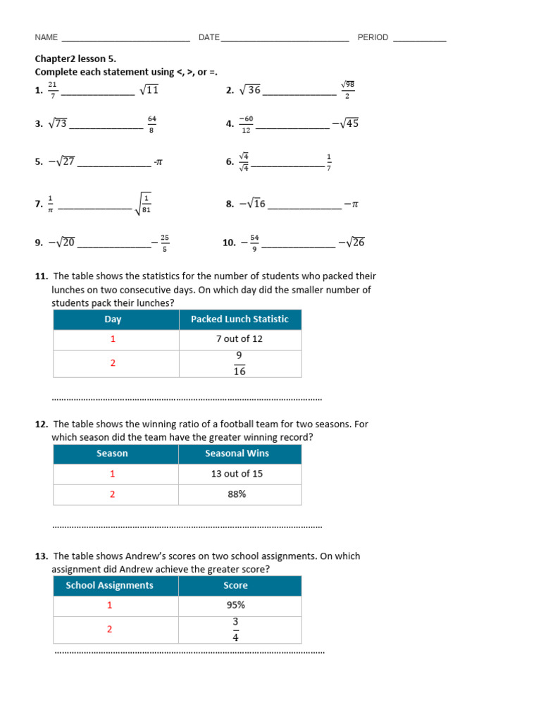 Comparing Values and Ratios in Math | PDF