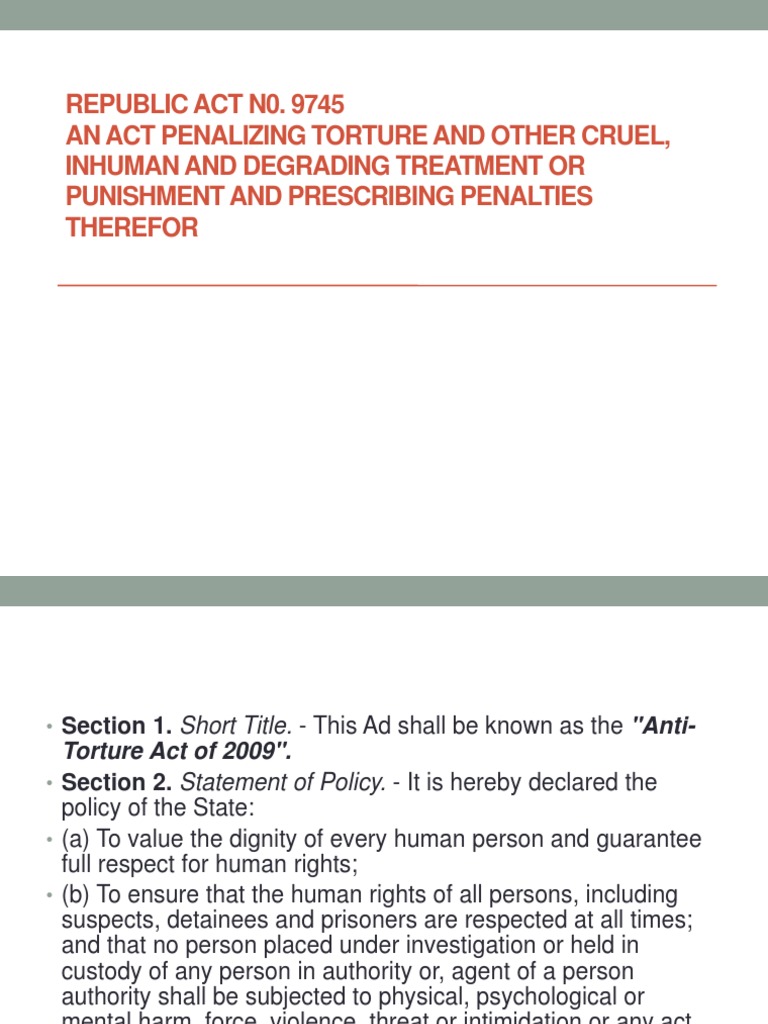 ra 9745 | Torture | Solitary Confinement