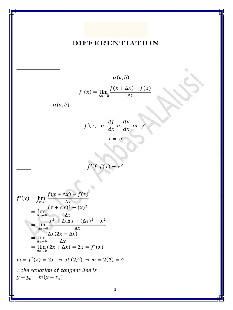Chapter 5 Differentiation | PDF | Derivative | Function (Mathematics)