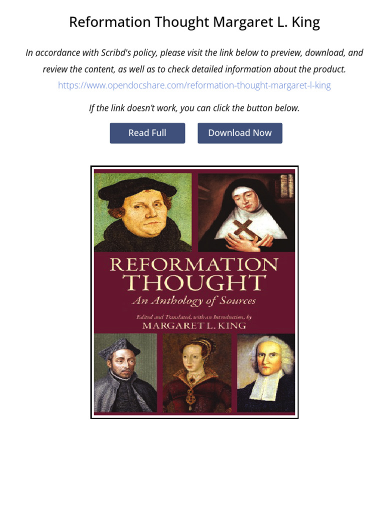 Reformation Thought Margaret L. King | PDF | Martin Luther | John Calvin