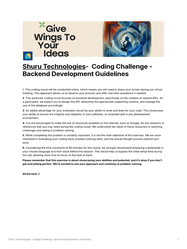 Shuru Coding Challenge Backend | PDF