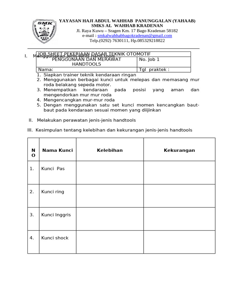 Panduan Penggunaan Hand Tools Otomotif | PDF