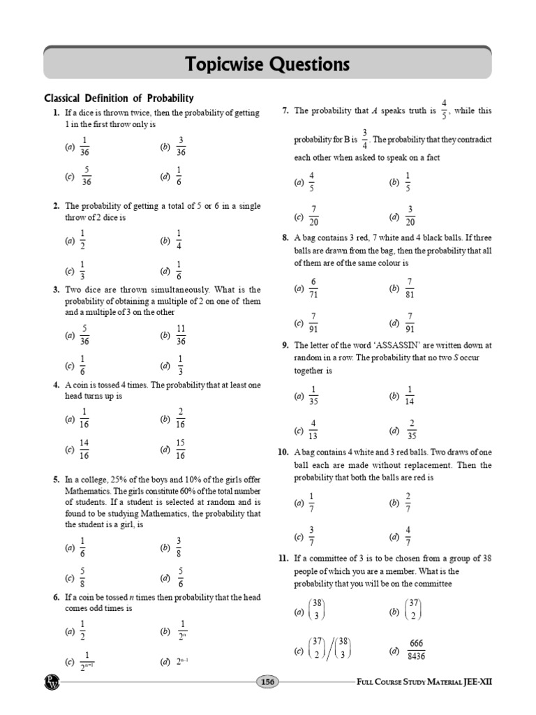 Chapter 14 Probability | PDF | Odds | Probability